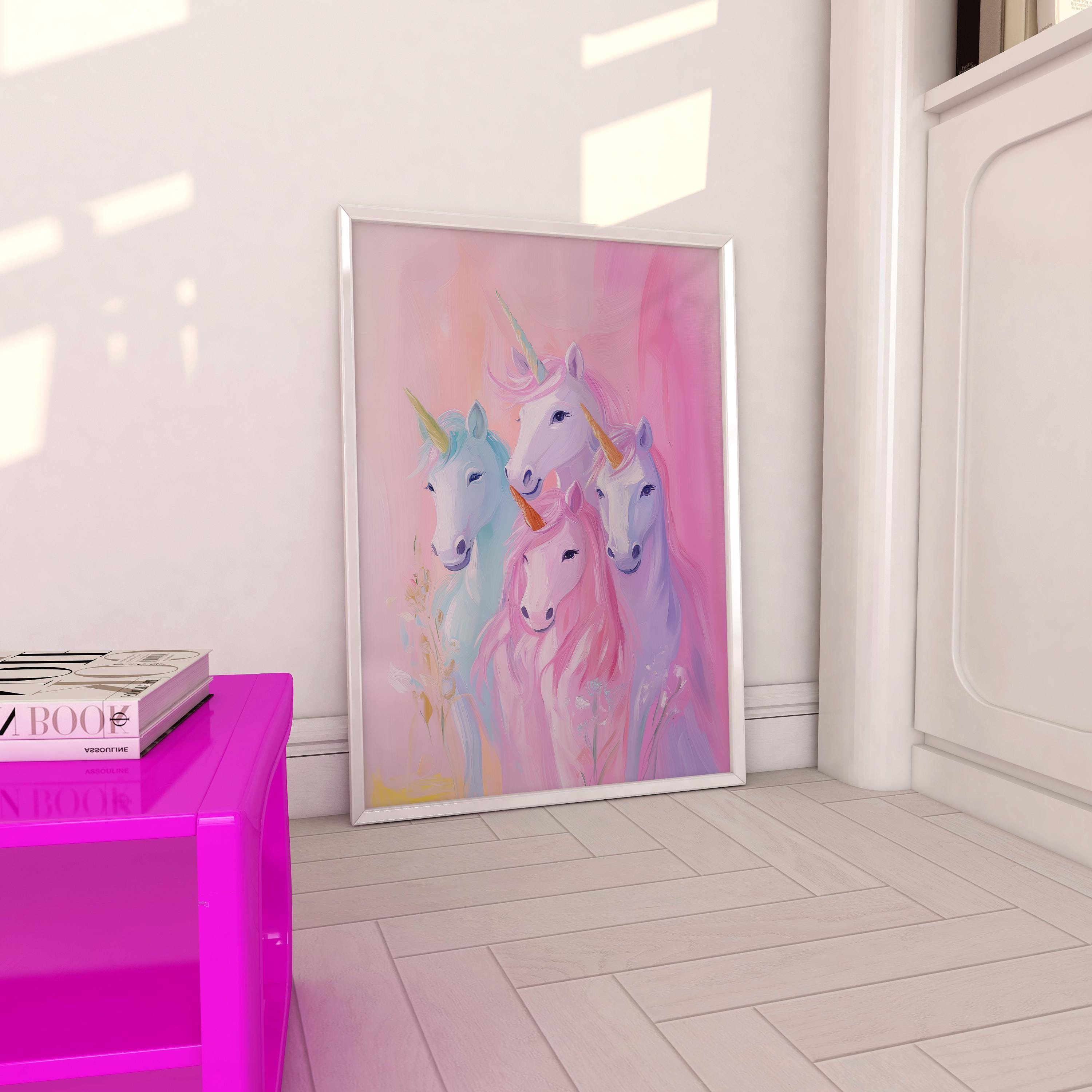 Pastel Magical Rainbow Unicorn Printable, Nursery Wall Art, Girly ...