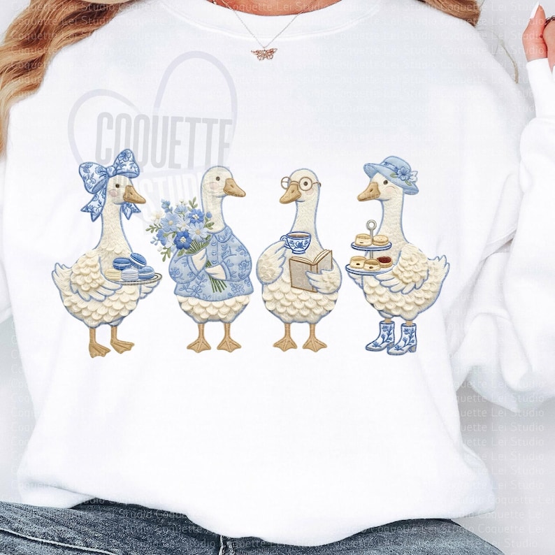 Grand Millennial Png, Geese Png, Coquetteful Png, Grannie Sweater ...