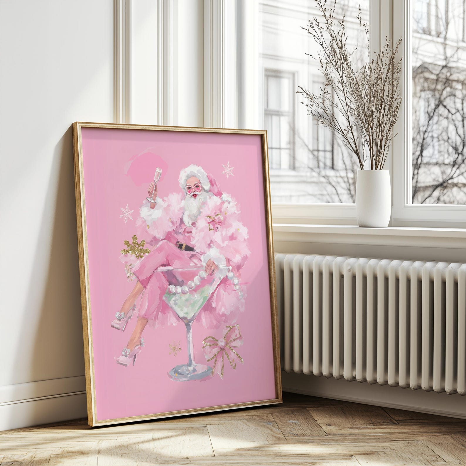 Glam Pink Girly Santa Printable (digital Download), Coquette Christmas ...