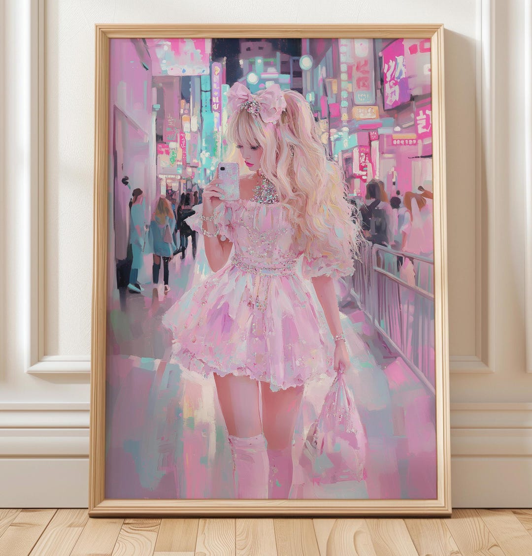 Tokyo Hime Gyaru Wall Art Download, Shibuya Night Fashion Girl ...