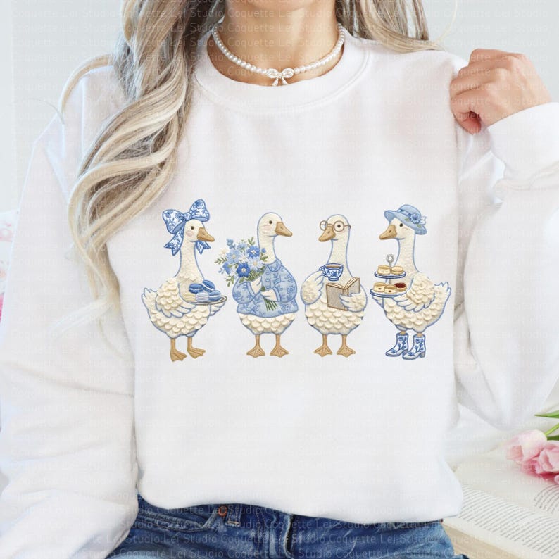 Grand Millennial Png, Geese Png, Coquetteful Png, Grannie Sweater ...