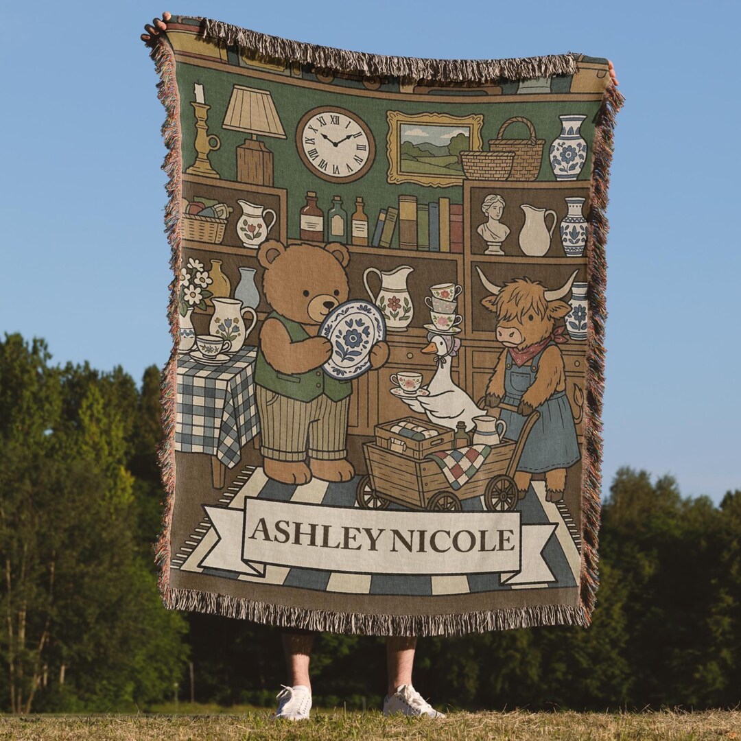 Highlander Cow Blanket, Personalized Woven Blanket, Cottagecore ...