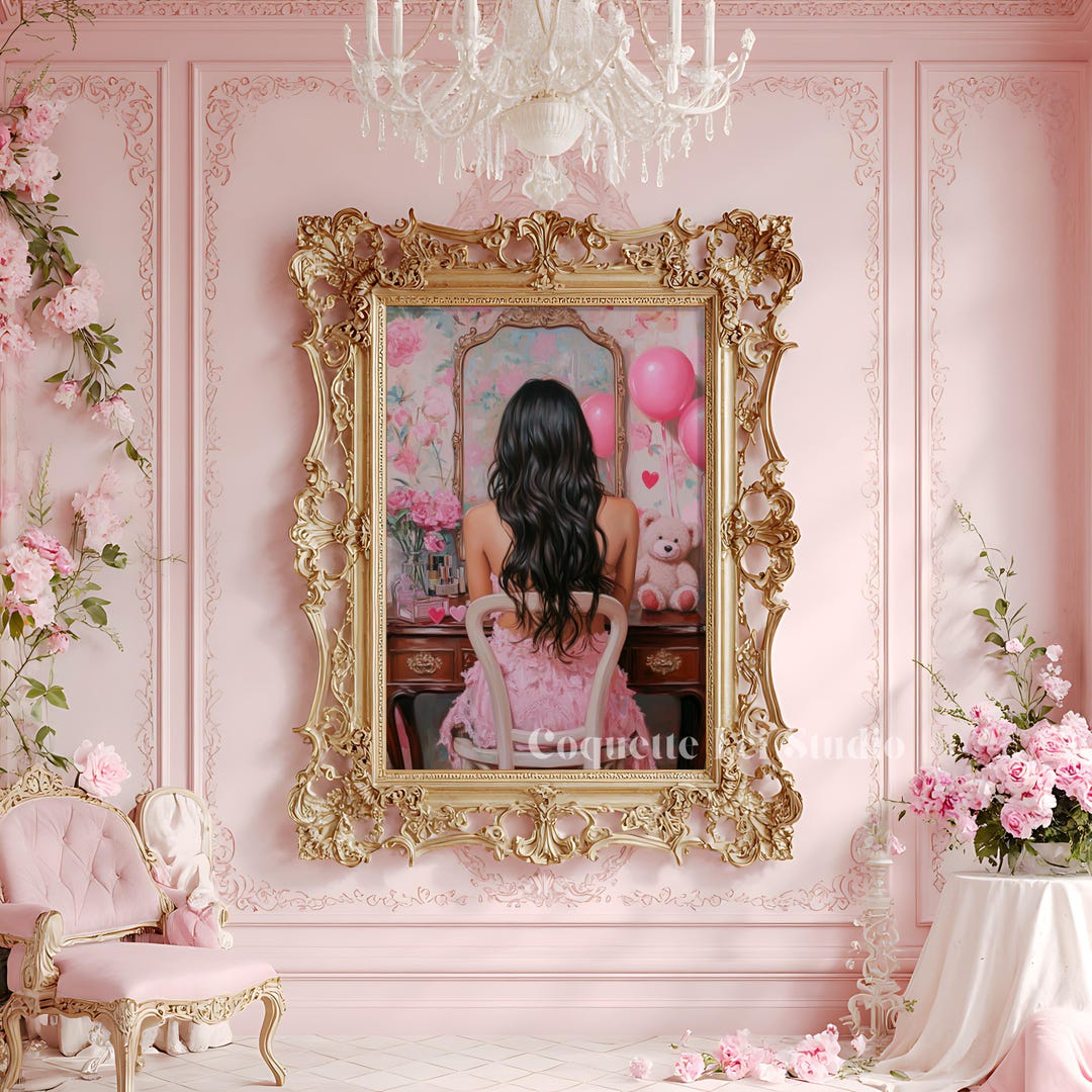 Pink Vanity Girl Digital Download – Coquette Cottagecore Printable Wall ...