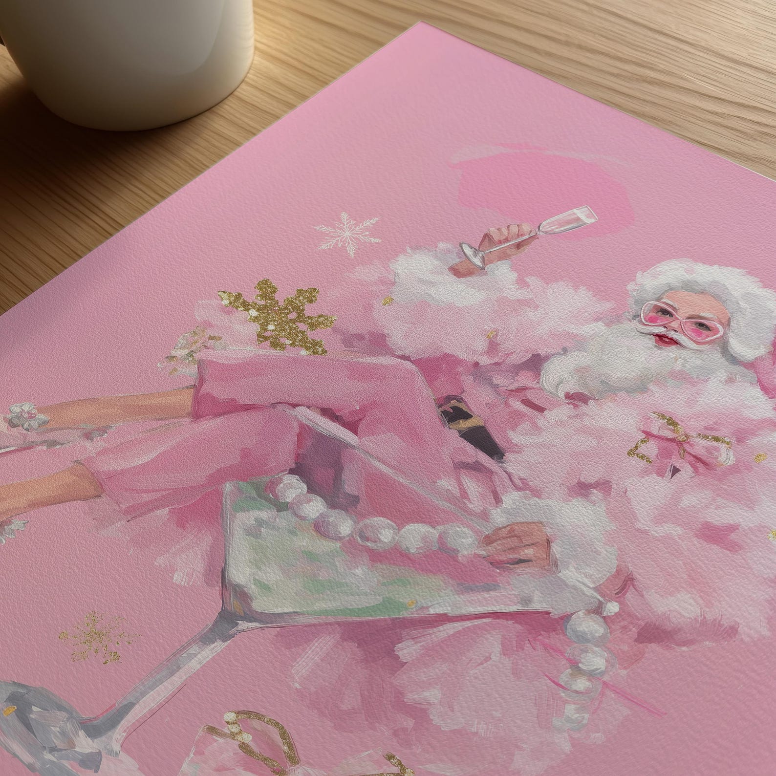 Glam Pink Girly Santa Printable (digital Download), Coquette Christmas ...