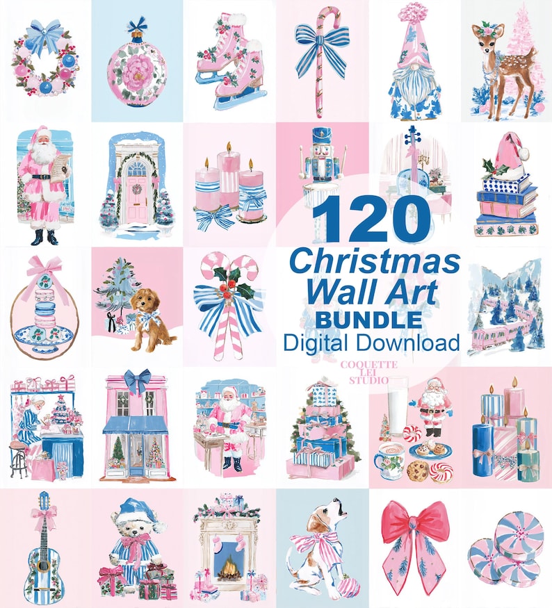 120 Watercolor Christmas Wall Art Bundle (digital Download ...