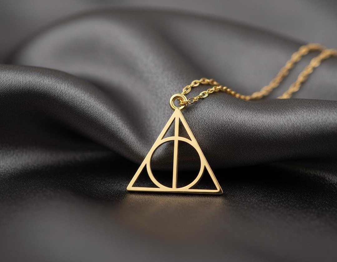 Deathly Hallows Pendant: Gold Tone Symbolic Necklace - Etsy