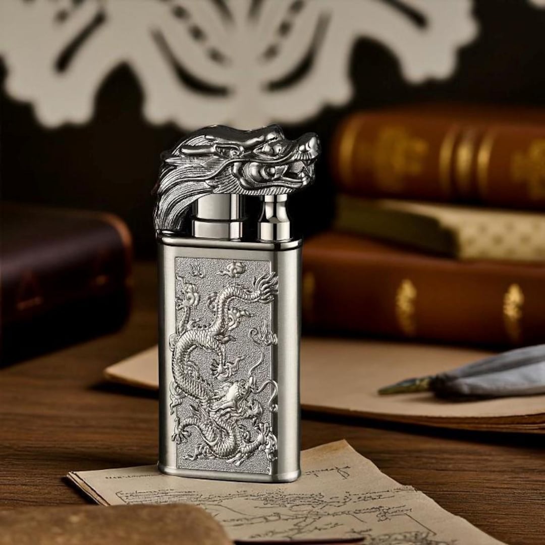 Creativo Dragon Dual Flame Gas Lighter – Refillable Engraved Metal ...