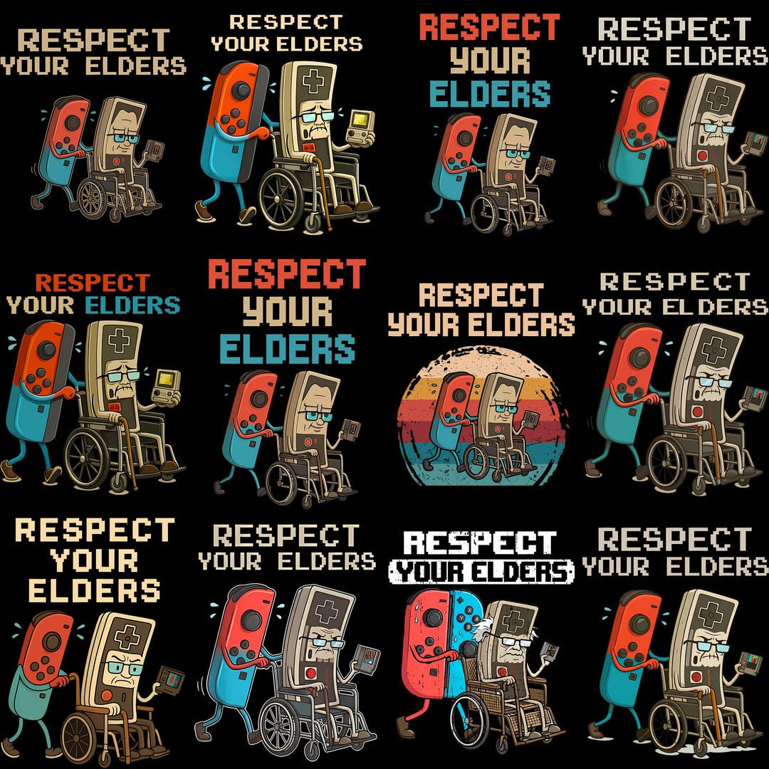 Respect Your Elders Gaming Controller PNG, Funny Gamer Humor (digital ...