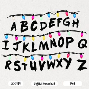 Christmas Lights Alphabet Font Clipart PNG, Stranger Wall Png, Upside ...
