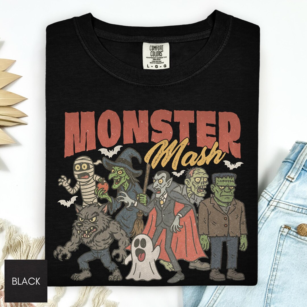 Comfort Colors® Retro Monsters Mash Shirt: Vintage Horror Movie ...