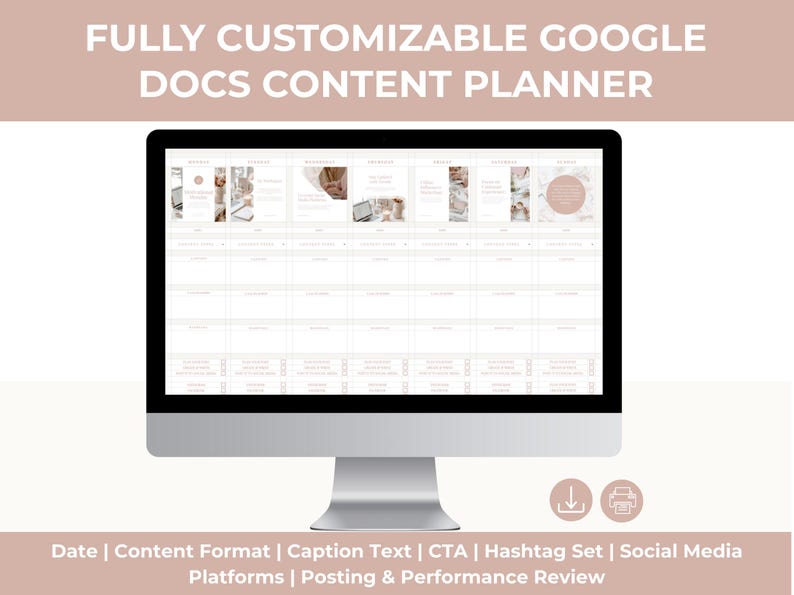 Social Media Planner: Google Docs Calendar & Canva Templates (digital ...