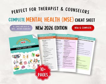 Mental Status Exam (MSE) Cheatsheet, Desktop Reference Template ...