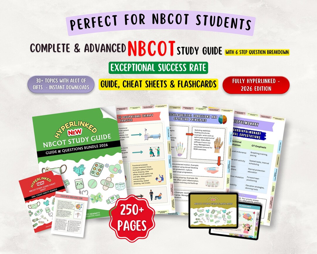 NBCOT Study Guide 2026, OT COTA Exam Prep (hyperlinked Pdf) - Etsy