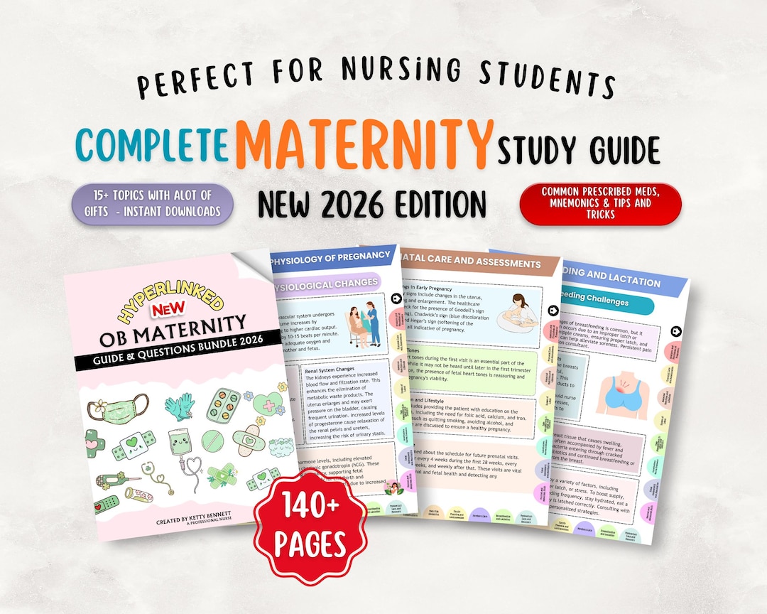 OB Maternity Nursing Study Guide, Hyperlinked 2026 (PDF) - Etsy UK