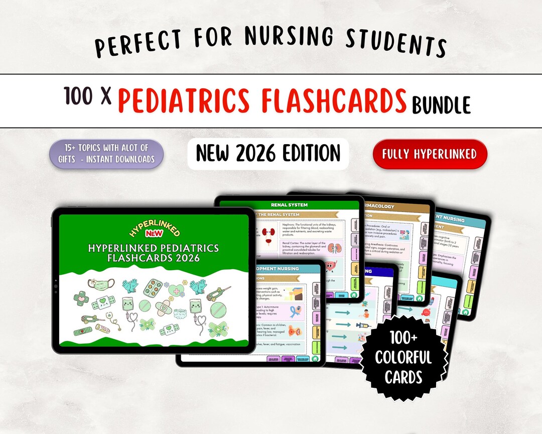Pediatrics Nursing Flashcards, 80+ Colorful Flashcards, 10+ Topics ...