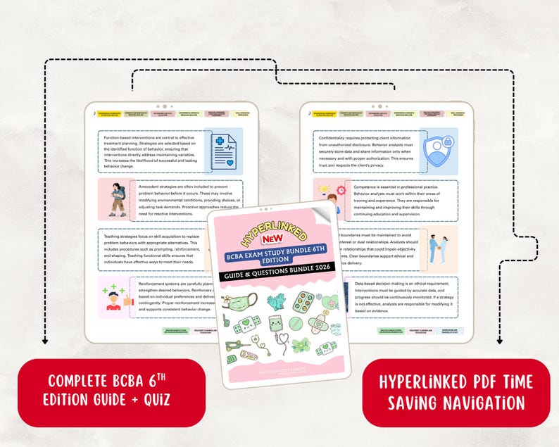 BCBA Exam Study & Quiz Flashcards, 6th Edition ABA, 125+ Pages ...