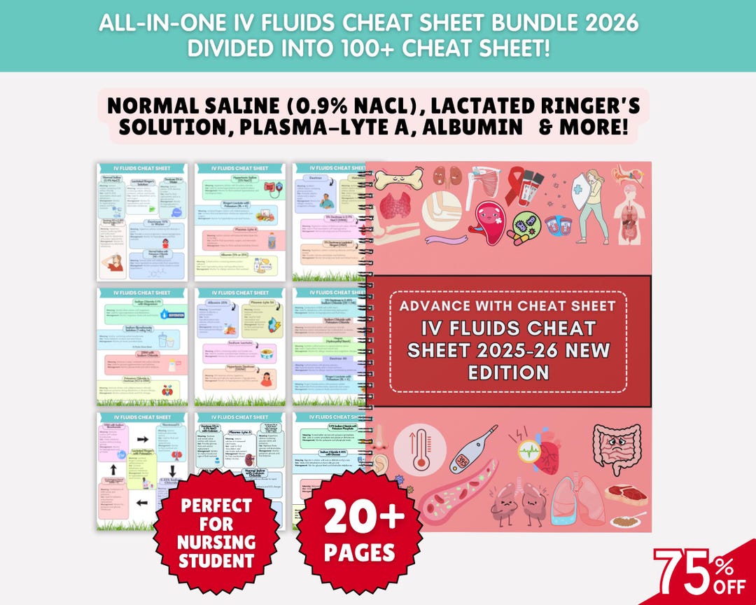 100+ IV Fluids Cheat Sheet 20+ Pages, Nursing Study Guide 2025-26 ...