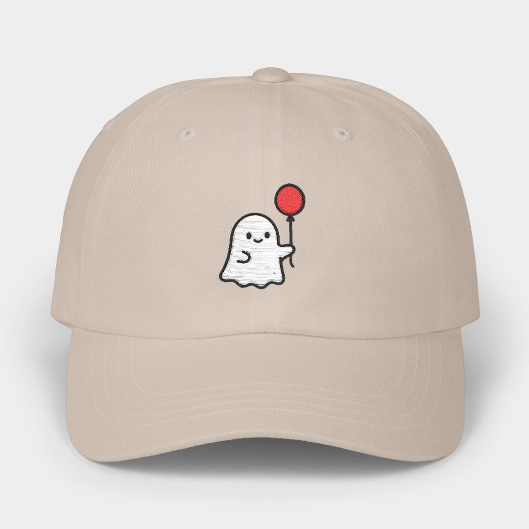 Ghost With Balloon Embroidered Cap, Halloween Hat, Cute Ghost, Spooky ...