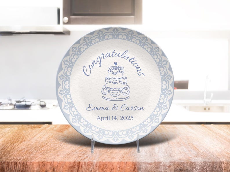 Custom Wedding Cake Plate With Names Date, Personalized Newlywed Gift ...