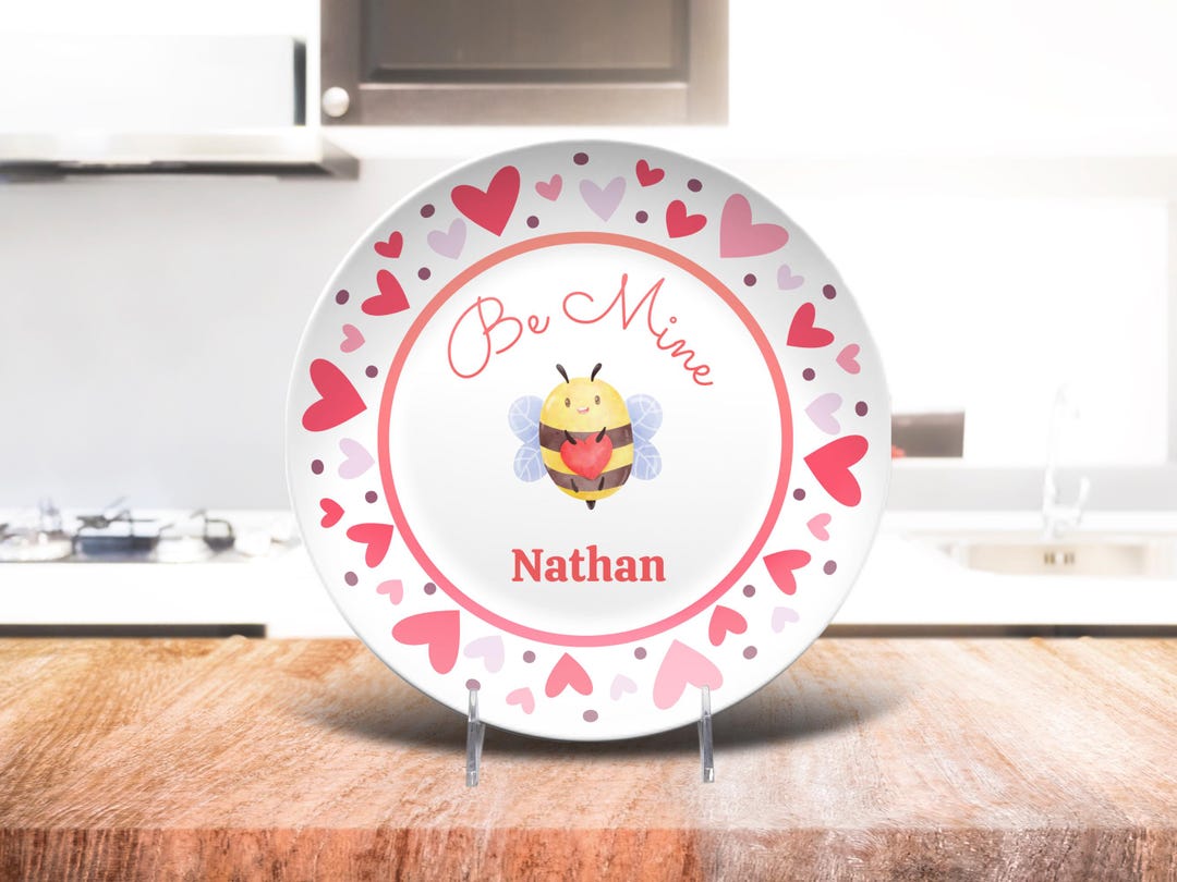 Personalized Name Be Mine Plate, Kids Valentines Day Gift, Custom Name ...