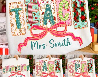Preppy Teach Sped Para Counselor Christmas Png, Custom Teacher Bundle ...