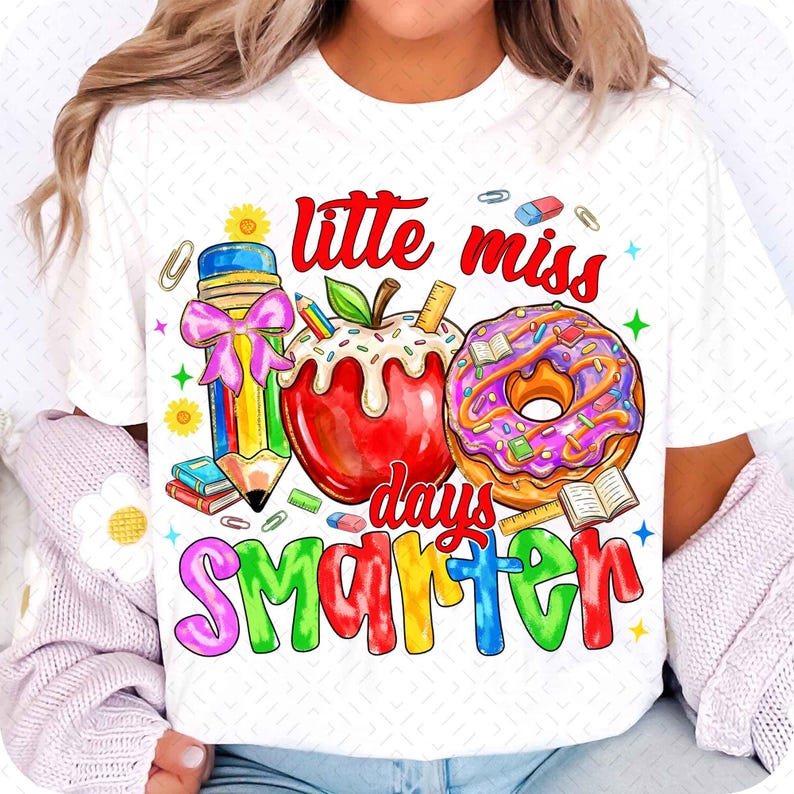 Little Miss 100 Days Smarter Png, Coquette Bow Png, School Donut Png ...
