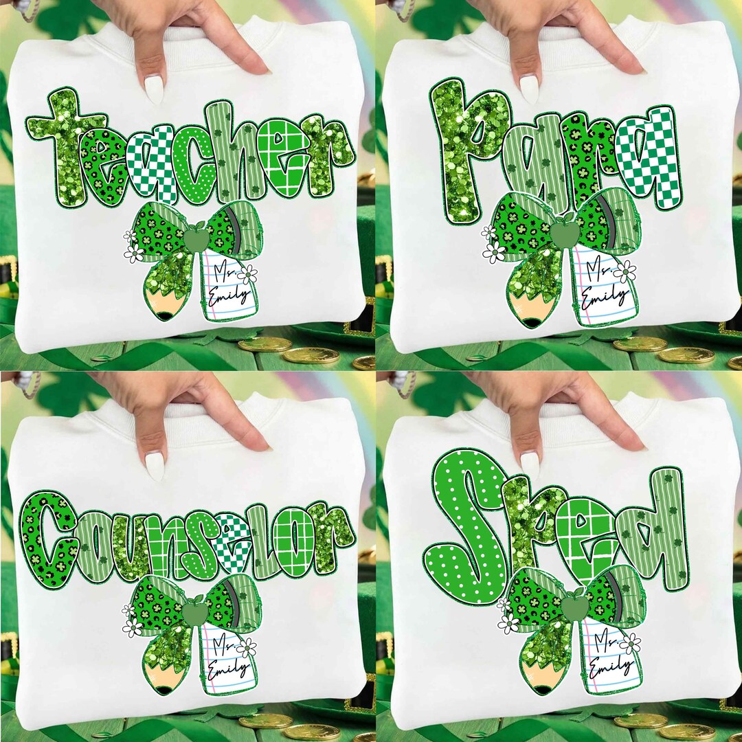 St Patrick Teacher PNG Bundle SPED Para Educator Counselor Lucky ...