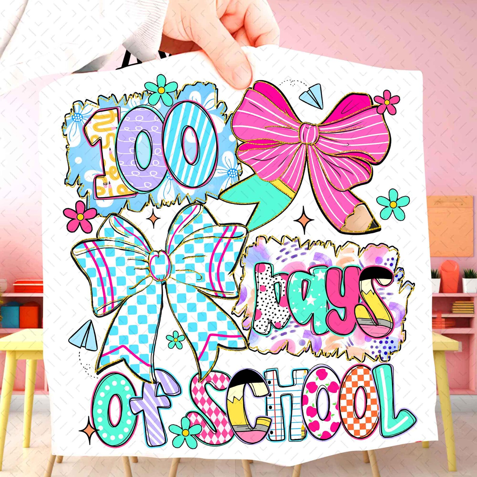 100 Days of School Png, Coquette Bow Pencil Png, Teacher Student Shirt ...