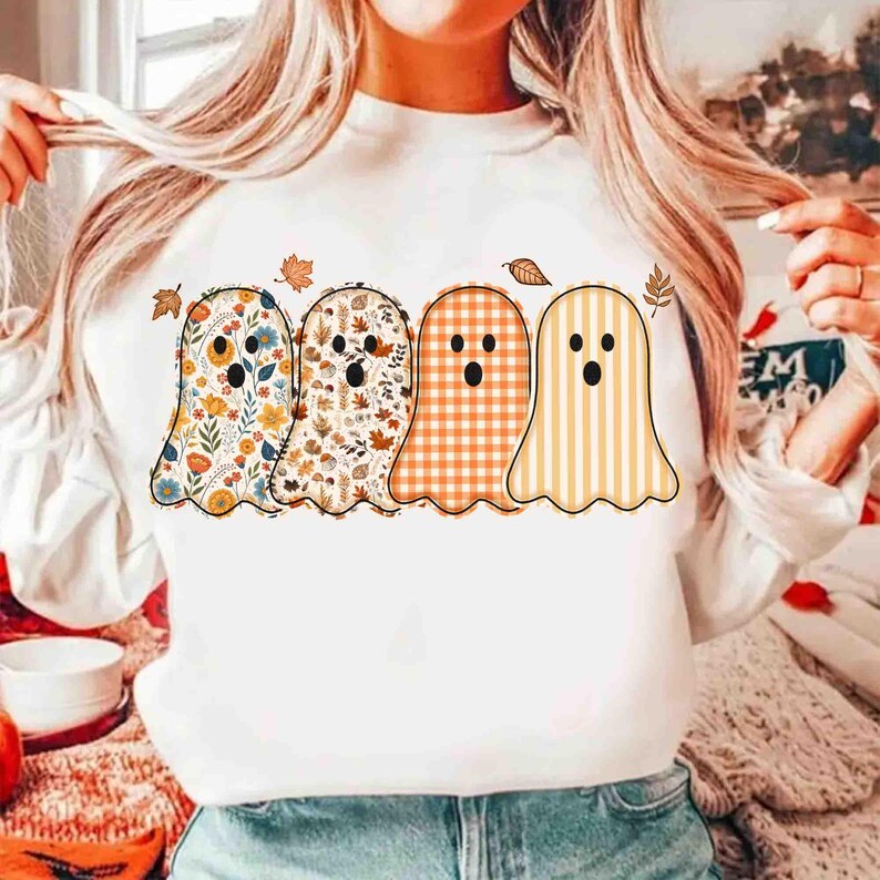 Preppy Floral Ghost Png, Floral Ghost Png, Fall Ghost Png, Autumn Png ...