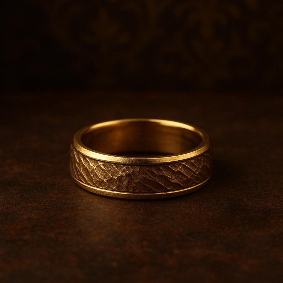 Wedding Hammered Texture Band Ring, Engagement Anniversary Rustic Band ...