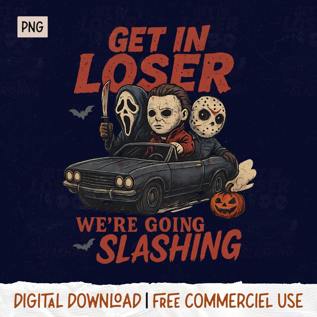 Slasher Car PNG: Horror Villains Halloween Shirt Design (digital ...