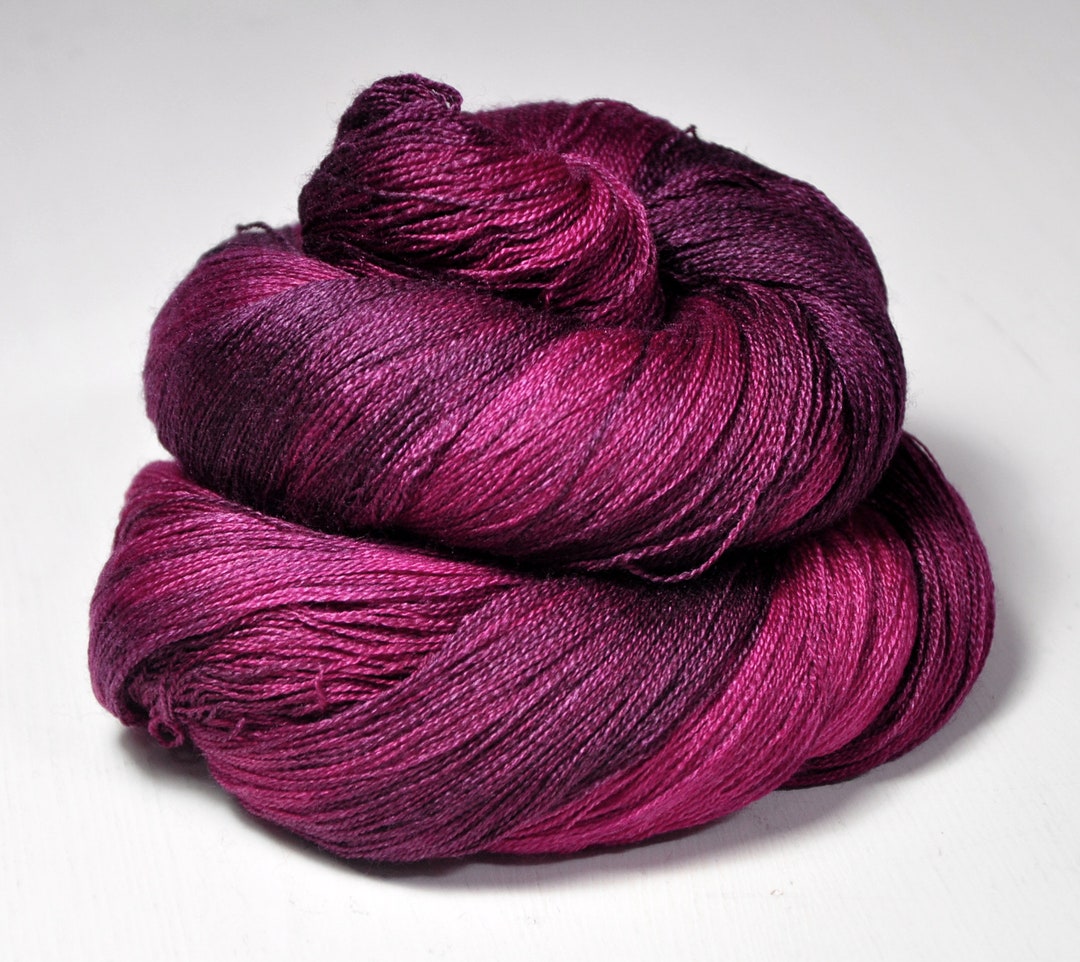 Burning Fuchsia Merino / Silk Cobweb Yarn LSOH Hand Dyed Yarn ...