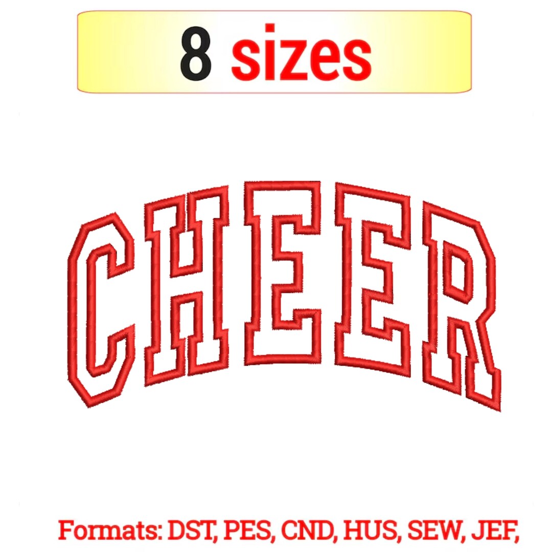 CHEER Varsity Letter Embroidery Design – College Block Text, Arched ...
