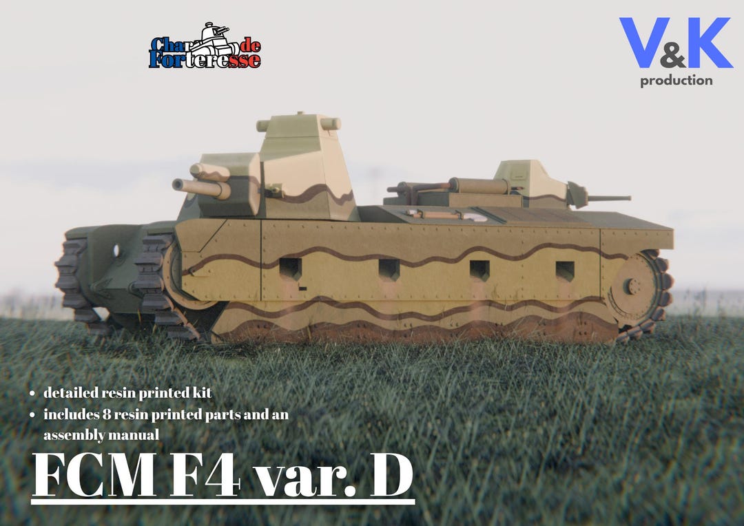 FCM F4 Var.d Tank Model Kit: 3D Printed French Military Prototype - Etsy