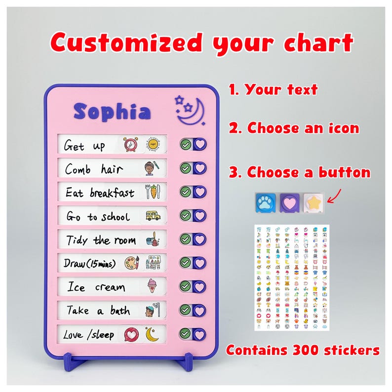 Sliding Chore Chart for Kids | 9-task Daily Routine Board | Montessori ...