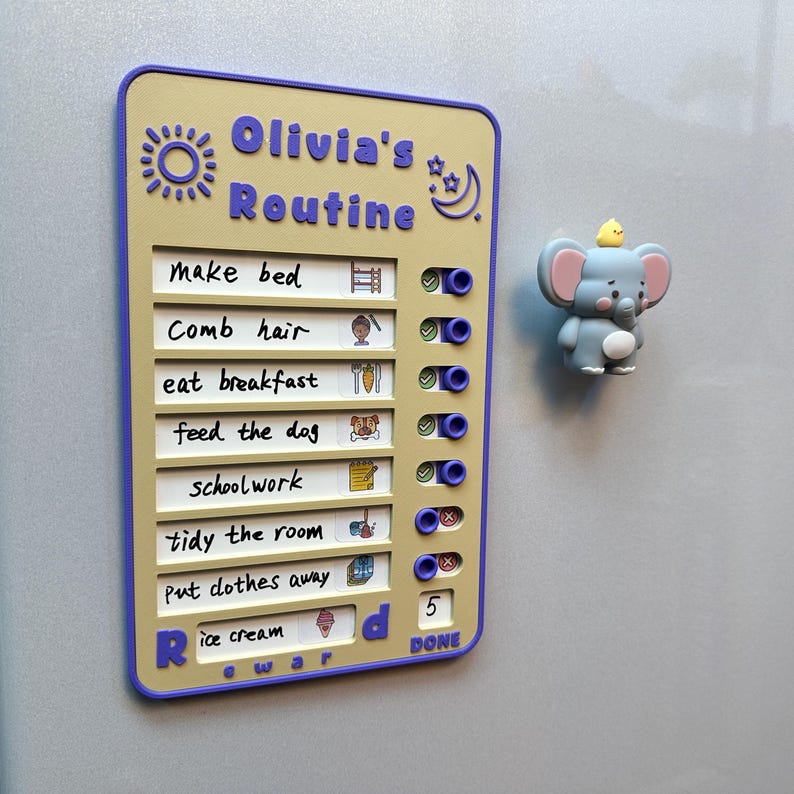 Routine & Reward Board for Kids | 8-task Daily Magnetic Chart ...