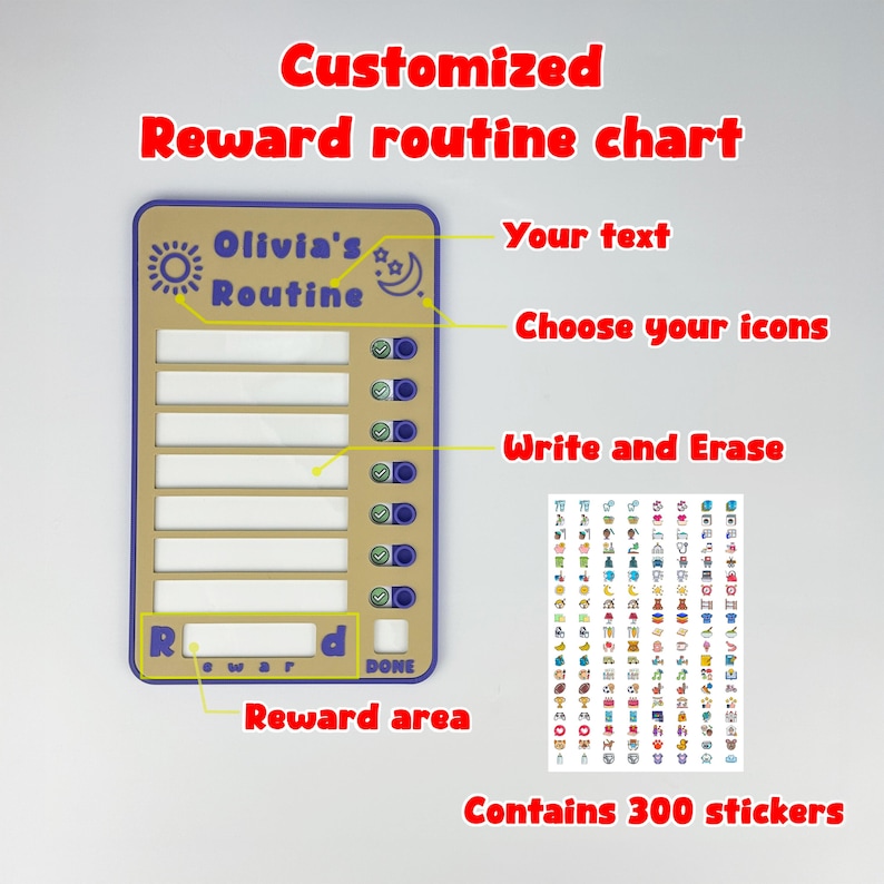 Routine & Reward Board for Kids | 8-task Daily Magnetic Chart ...