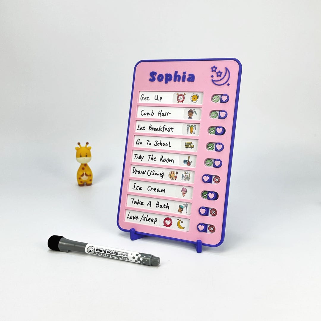Sliding Chore Chart for Kids | 9-task Daily Routine Board | Montessori ...