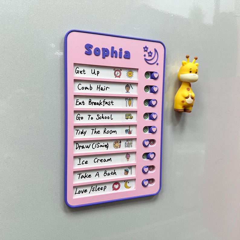 Sliding Chore Chart for Kids | 9-task Daily Routine Board | Montessori ...