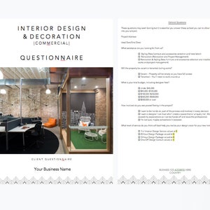 Client Questionnaire Enquiry Form | CUSTOMISABLE | Interior Design ...