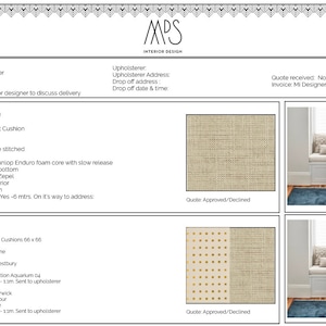 Custom Upholstery Order Template: Interior Design (excel + Keynote) - Etsy