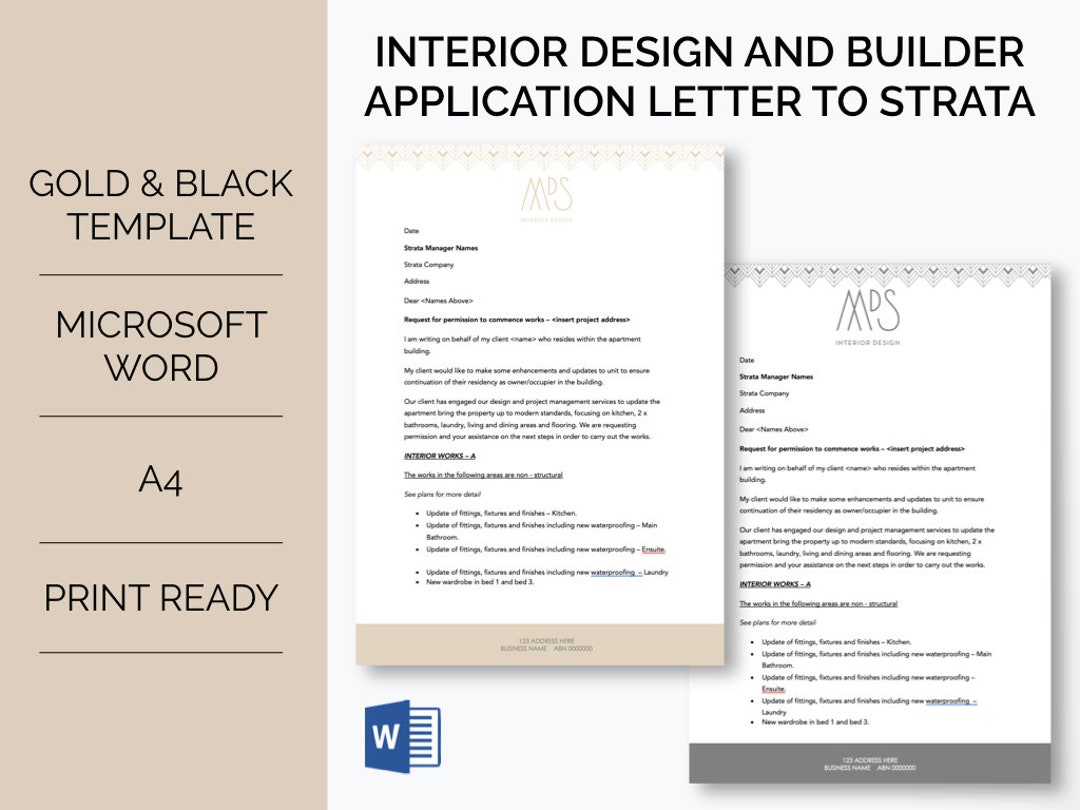 Interior Design + Build Letter to Strata | CUSTOMISABLE | Application ...