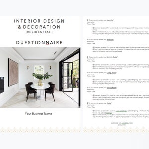 Client Questionnaire Enquiry Form | CUSTOMISABLE | Interior Design ...