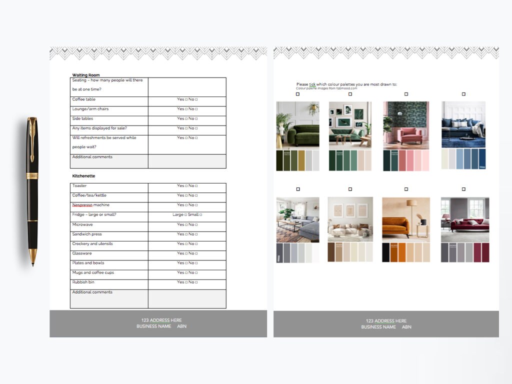 Client Questionnaire Enquiry Form | CUSTOMISABLE | Interior Design ...