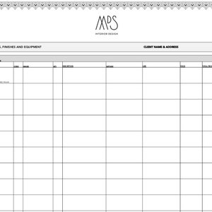 FF&E Schedule Template | CUSTOMISABLE | Fittings, Fixtures + Equipment ...