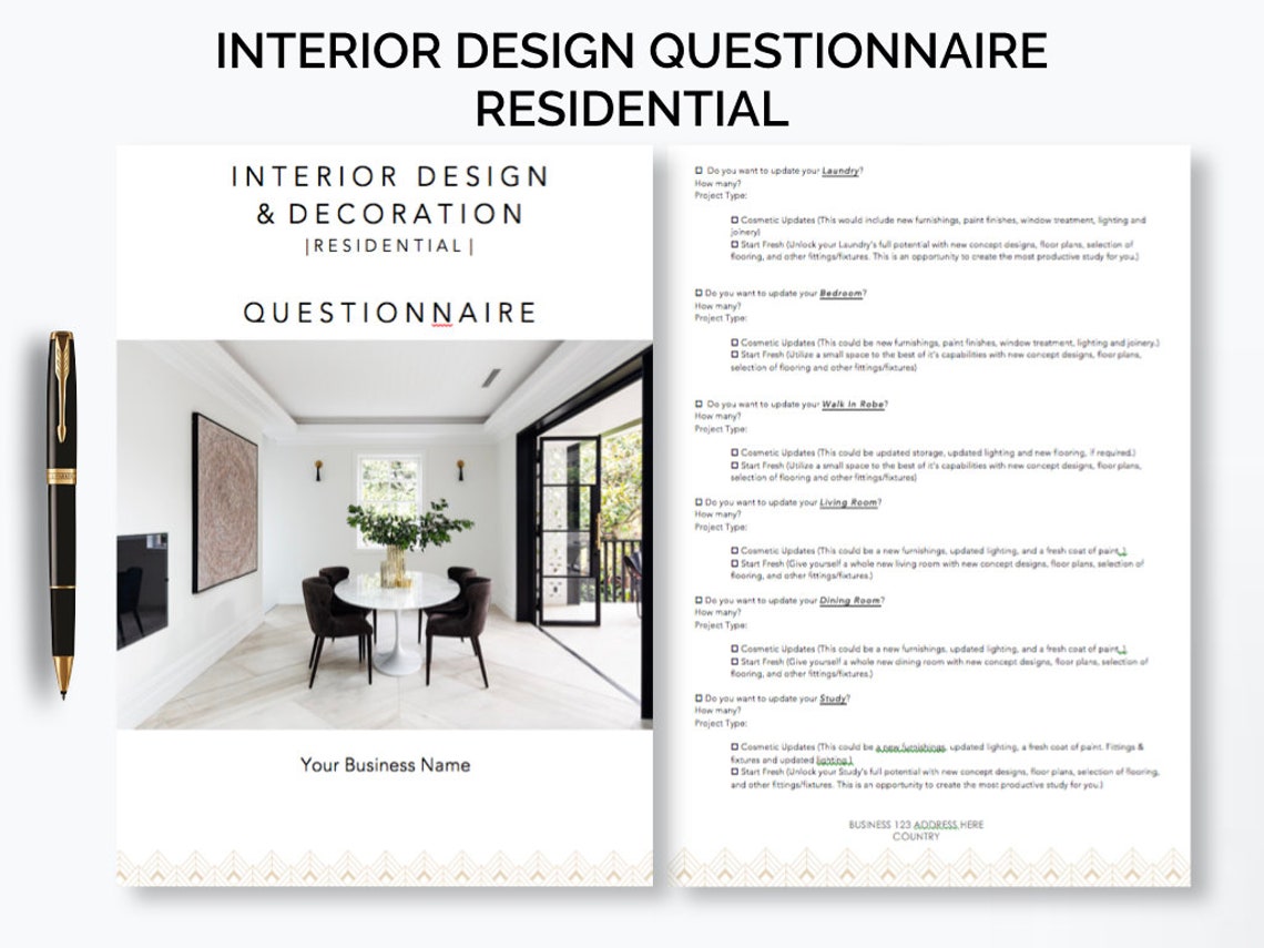 Interior Design New Client Set up CUSTOMISABLE Client Information ...