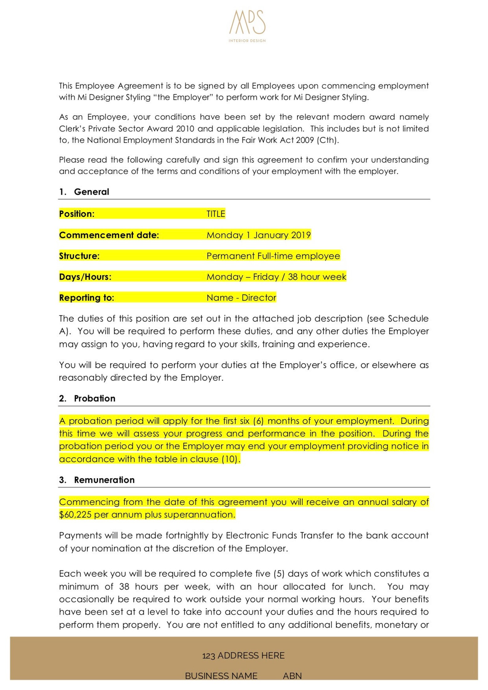 Employment Contract Template | CUSTOMISABLE | New Hire Onboarding ...