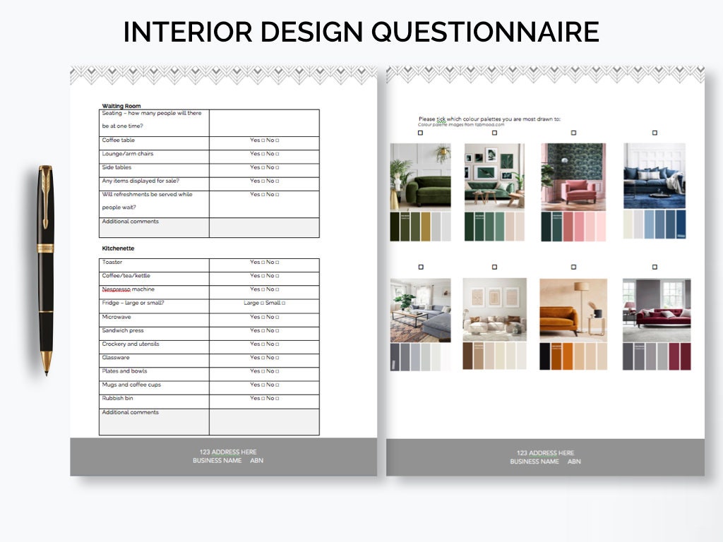 Interior Design New Client Set up | CUSTOMISABLE | Client Information ...
