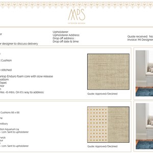 Custom Upholstery Order Template: Interior Design (excel + Keynote) - Etsy