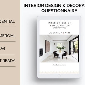 Client Questionnaire Enquiry Form | CUSTOMISABLE | Interior Design ...